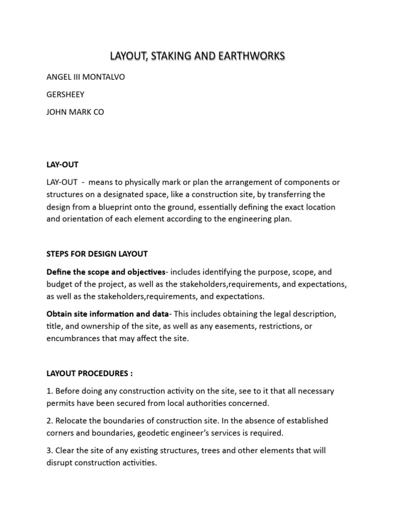 2.1 Layout Staking and Earthworks | PDF | Soil