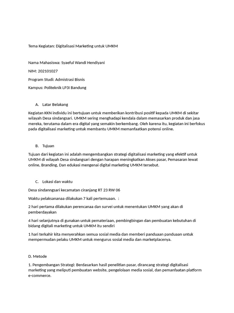 Laporan individu syaeful wandi hendiyana 202101027 | PDF