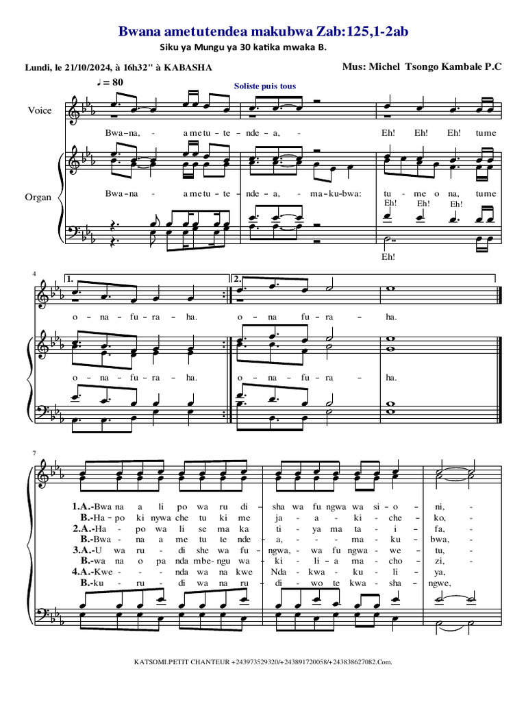 Bwana Ametutendea Makubwa Zab 125,1-2ab by KATSOMI | PDF