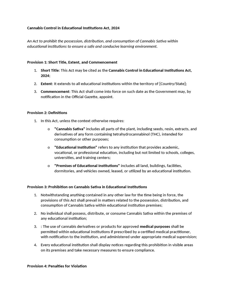 Cannabis Control in Educational Institutions Act - Samarpit | PDF | Cannabis | Tetrahydrocannabinol