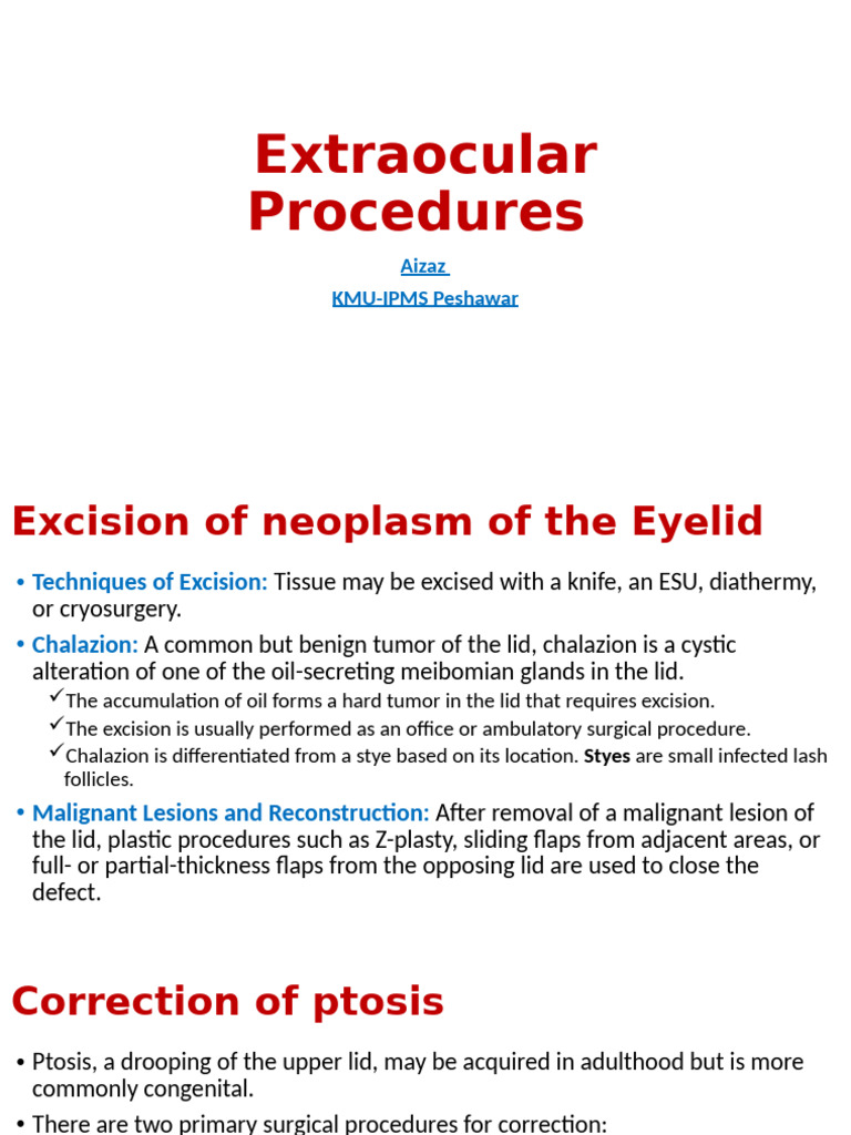 Extraocular Procedures 1 | PDF | Surgery | Ophthalmology