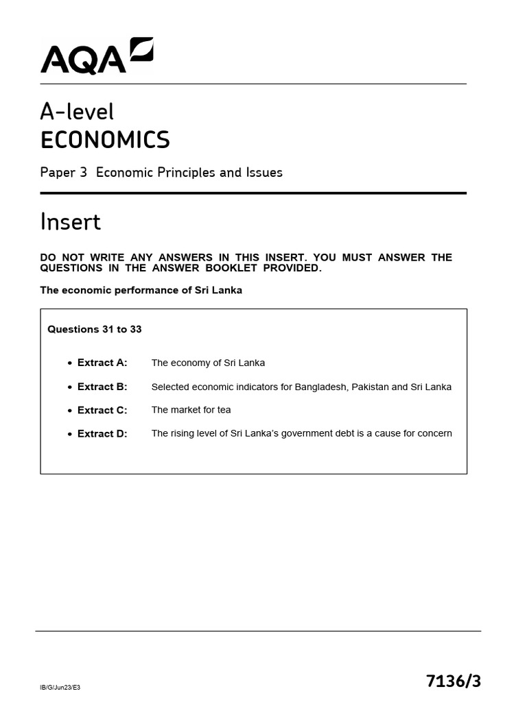 Paper 3 2023 Case Study Economics A level AQA | PDF | Elasticity ...