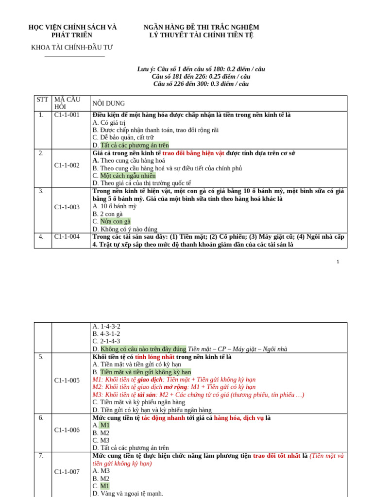 Bản sao Bo-cau-hoi-trac-nghiem-LTTCTT-Updated-01-2023-3-1 | PDF