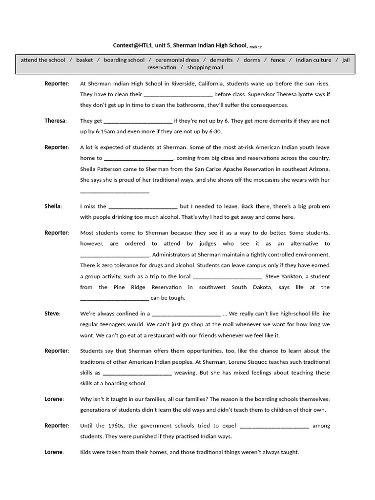 Unit5 Indian Boarding School p.73 | PDF