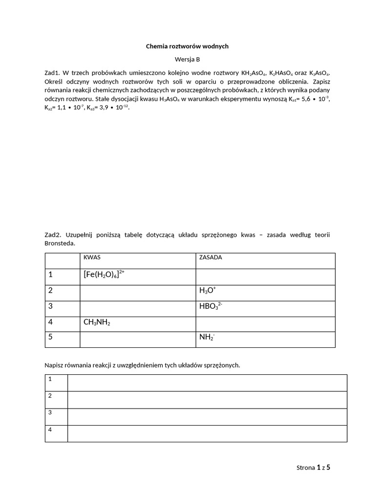 Chemia Roztworów Wodnych - SPR B | PDF