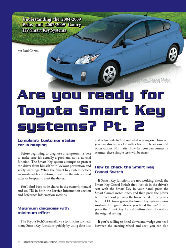 Are You Ready For The Toyota Smart Key Systems Part 2 | PDF | Motor ...