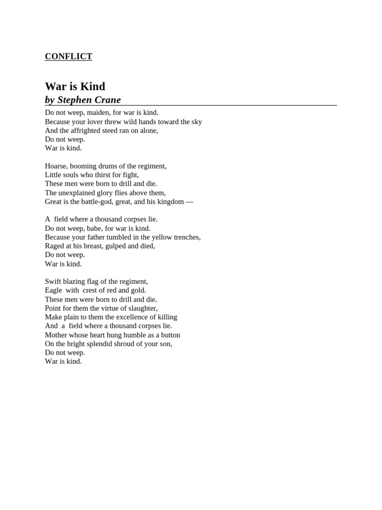 Irony of War in Crane's Poem | PDF | Irony | Poetry