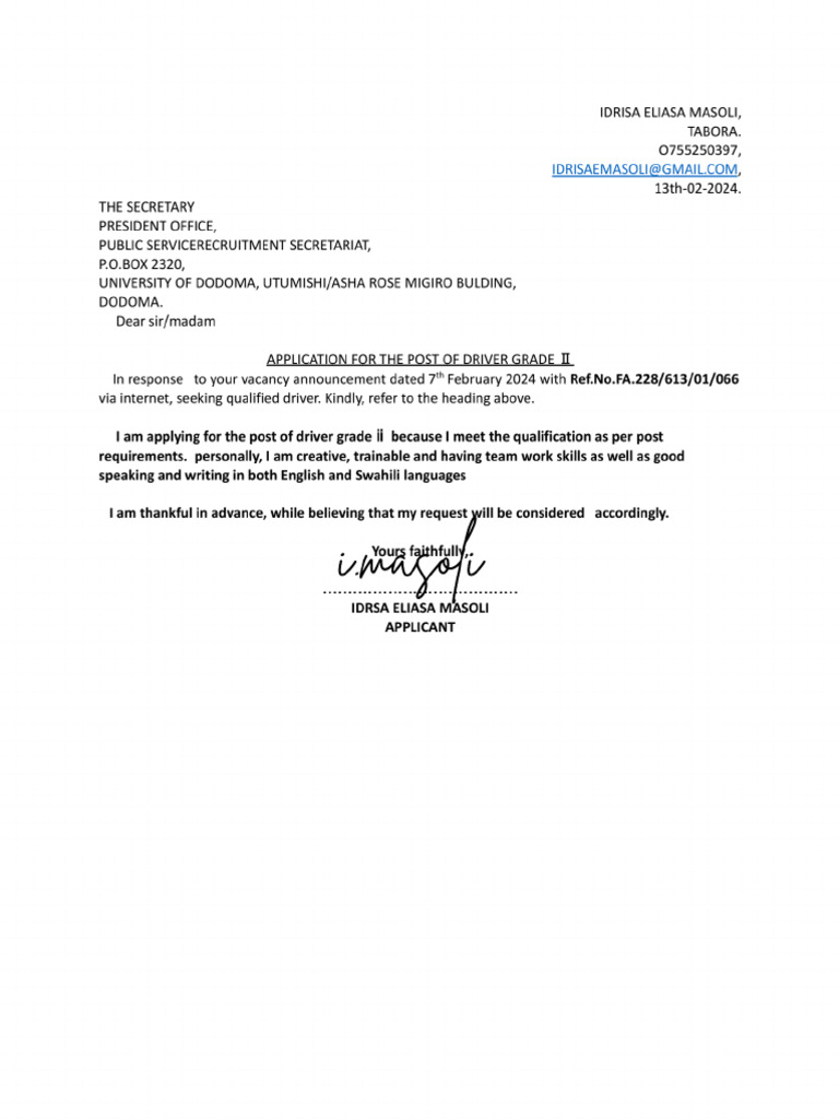 Application Letter Mda | PDF