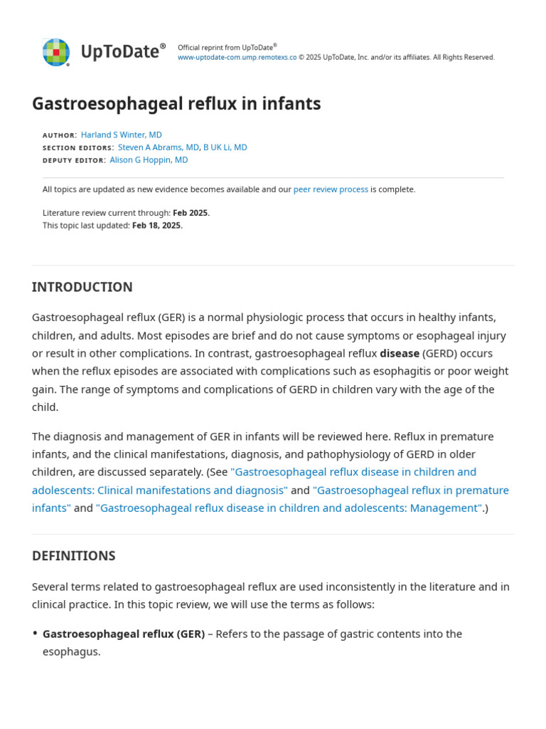 Understanding Infant Gastroesophageal Reflux | PDF | Gastroesophageal ...
