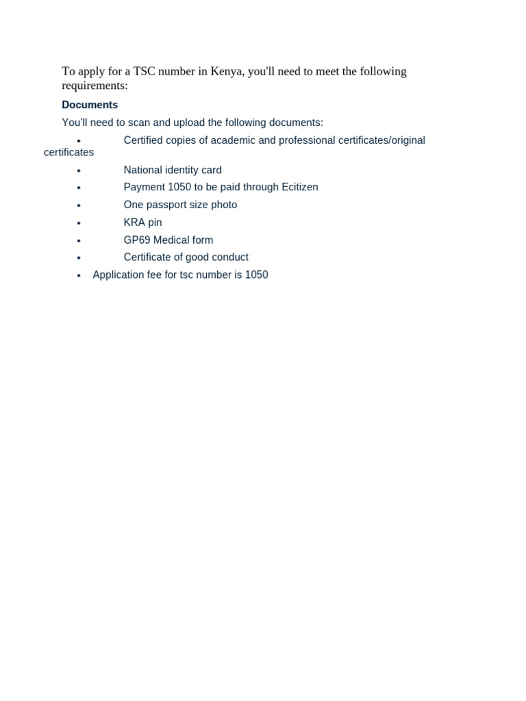 TSC Number Application Requirements Kenya | PDF