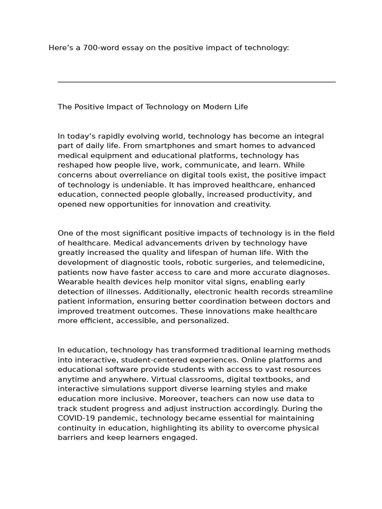 Positive Impact of Technology | PDF