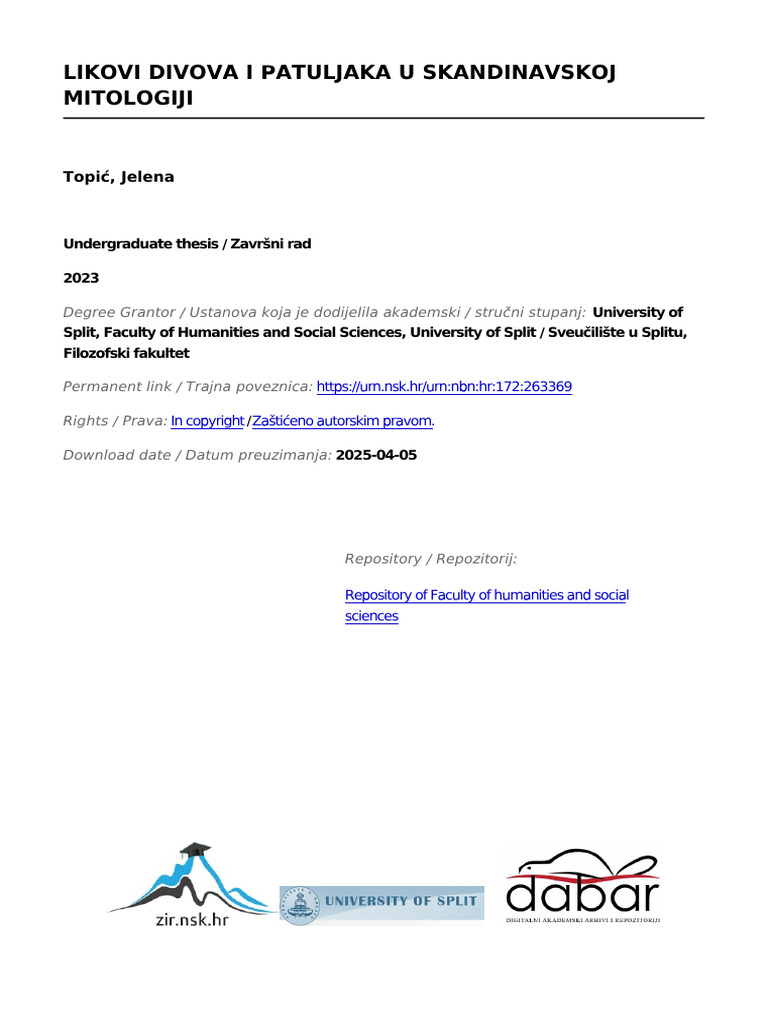 Jelena Topic Likovi Divova I Patuljaka U Skandinavskoj Mitologiji | PDF