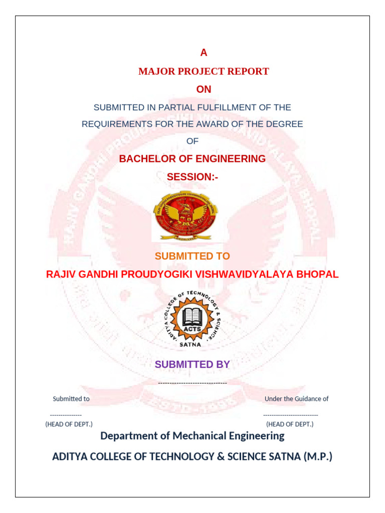 Fronts Page of Major Projects-I | PDF | Engineering