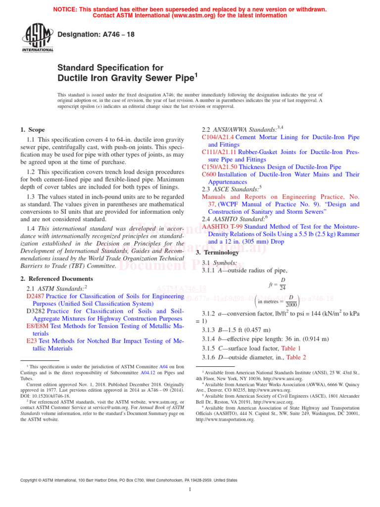 Astm A746 18 | PDF | Pipe (Fluid Conveyance) | Gravel