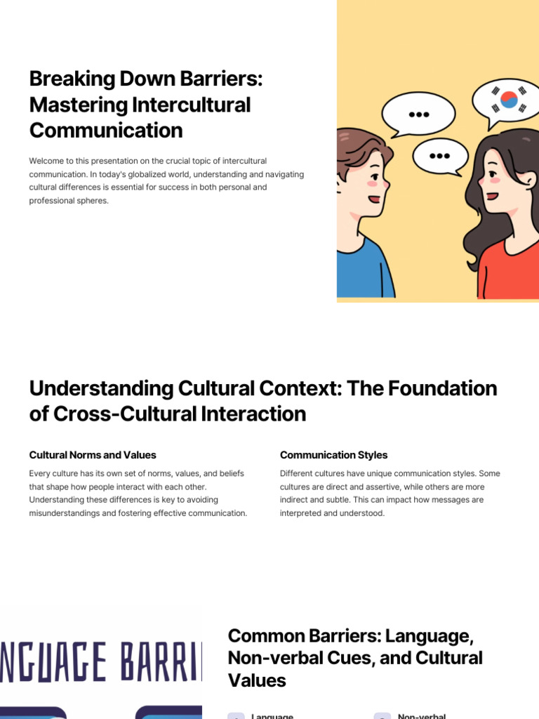 Breaking Down Barriers Mastering Intercultural Communication | PDF | Communication | Cross ...
