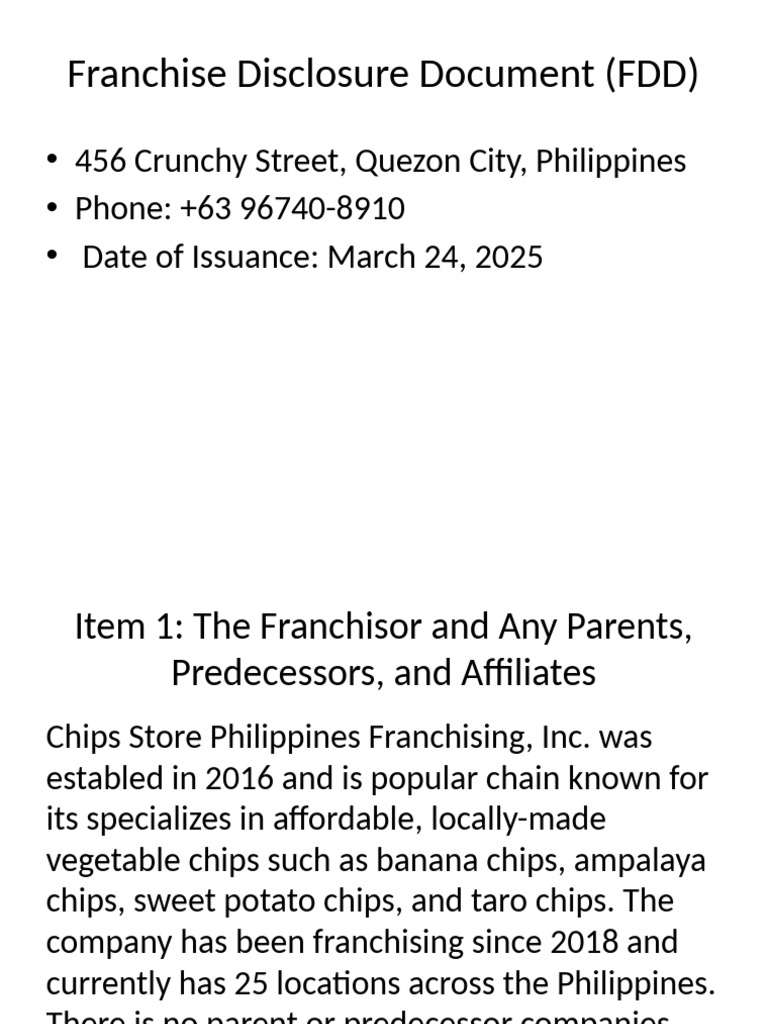 Cheap Chips FDD Presentation | PDF | Franchising | Business