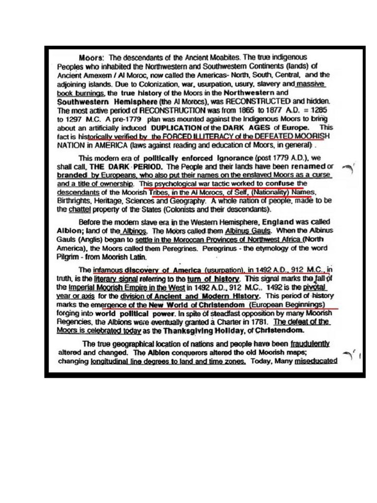 MOORS FROM AMERICAS YOU ARE MOORISH and EUROPEANS ARE FROM EUROPE who ...