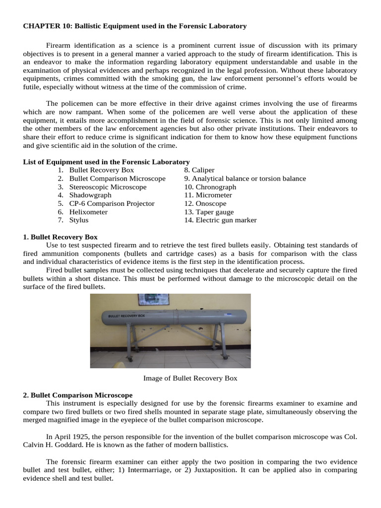 Chapter 10 Ballistic Equipment Used in Firearm Identification | PDF ...