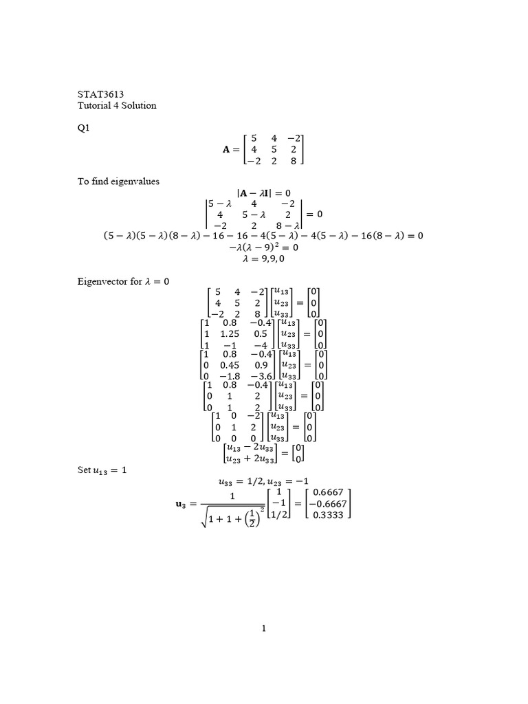tut4_solution | PDF | Matrix Theory | Algebra