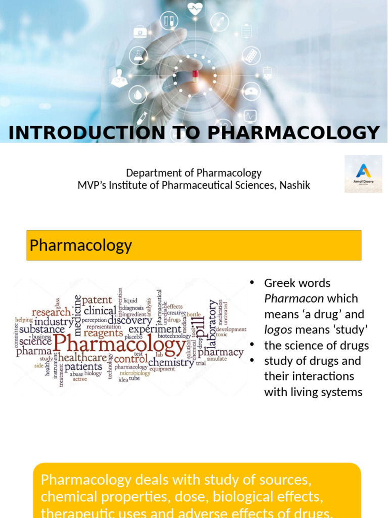 Introduction To Pharmacology: Department of Pharmacology MVP's ...