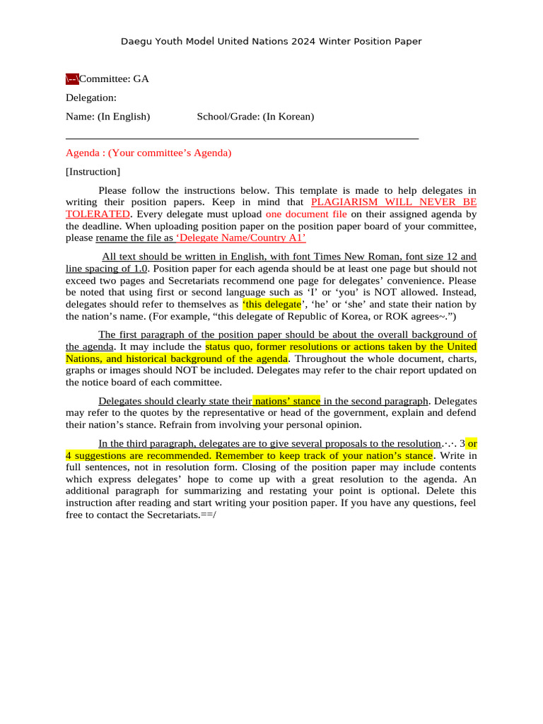 Position Paper Template | PDF