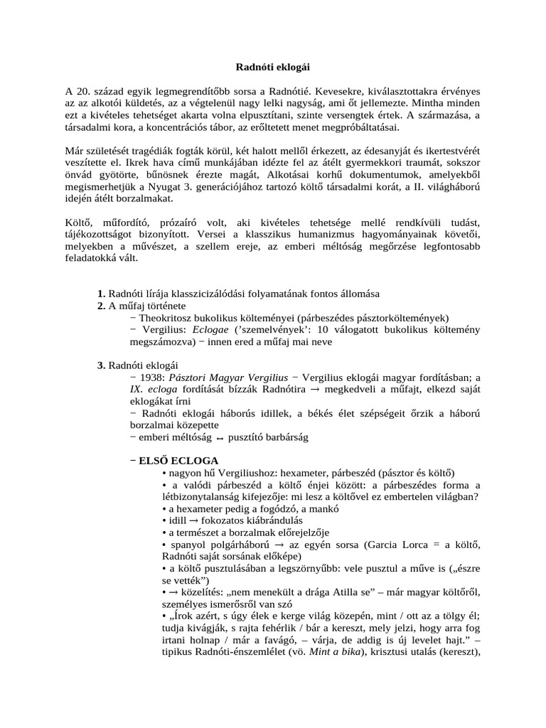 Radnóti Eklogái | PDF