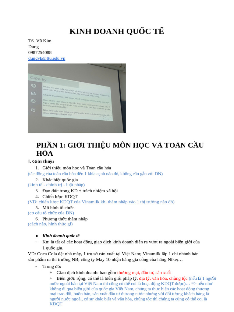 1 - TCH - Vở ghi KDQT | PDF