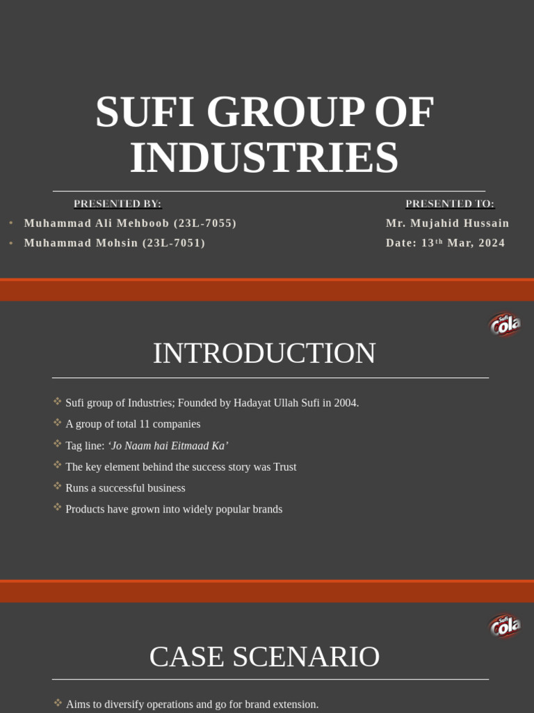 Sufi Group Case Study - Presentation | PDF | Brand | Cola