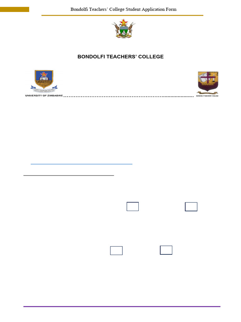 Bondolfi Teachers College Student Application Form | PDF
