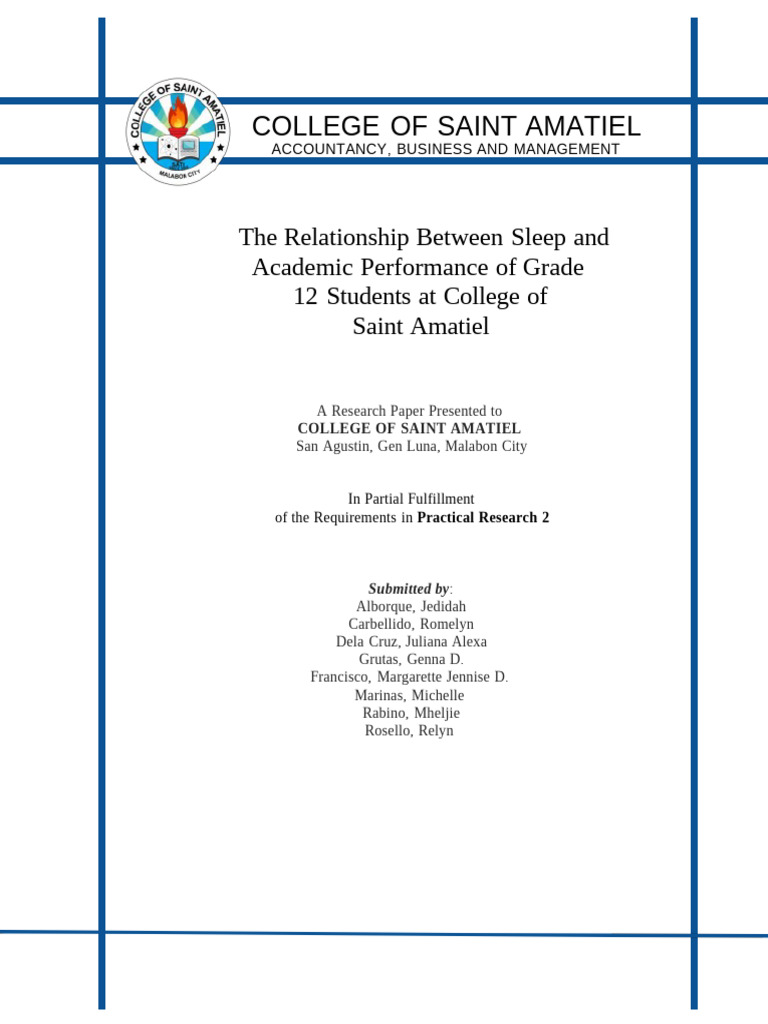 Sleep Impact on Grade 12 Performance | PDF | Sleep | Sleep Deprivation