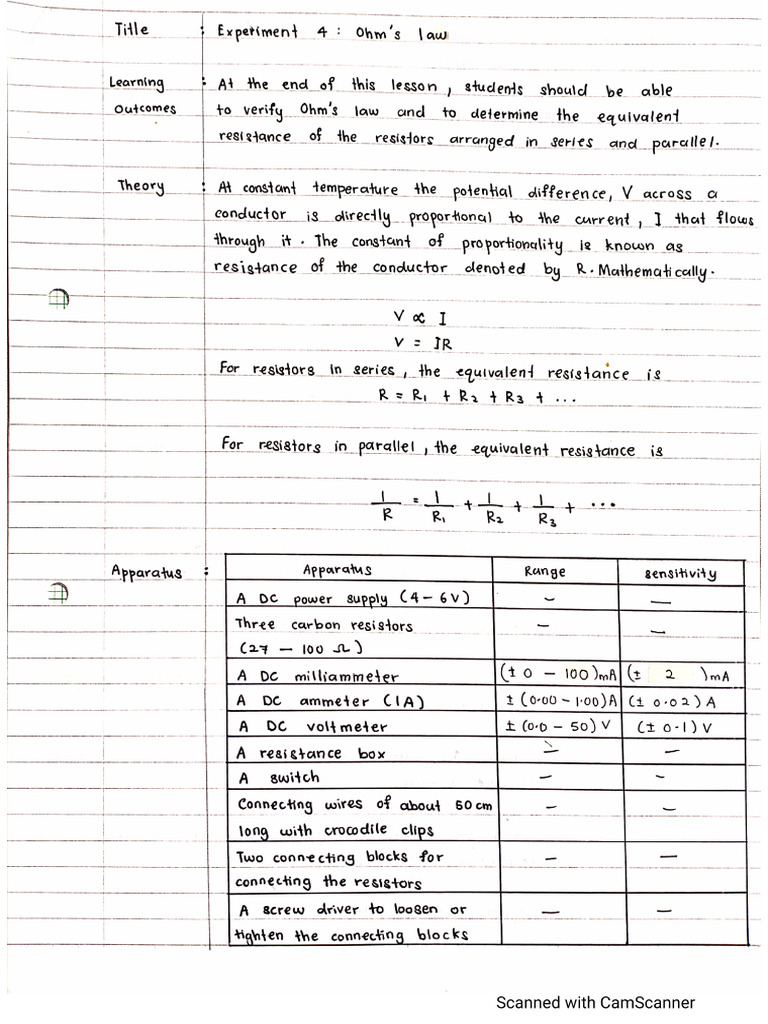 Exp 4 Ohm's Law (S4S @PDT) Semester 2 | PDF