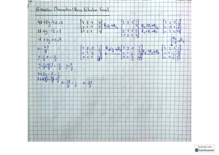Gaussian Elimination (Row Echelon Form) | PDF