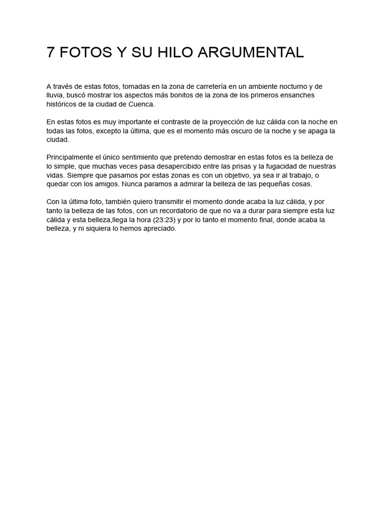 7 Fotos y Su Hilo Argumental | PDF