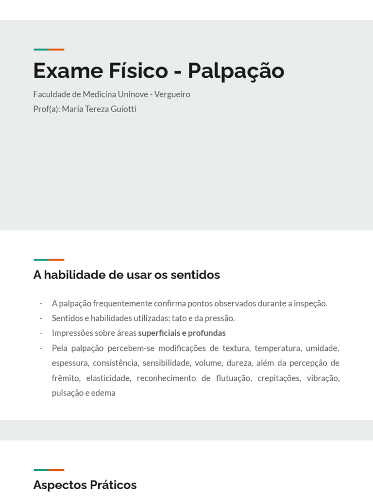 Palpação no Exame Físico Abdominal | PDF | Trato gastrointestinal | Febre