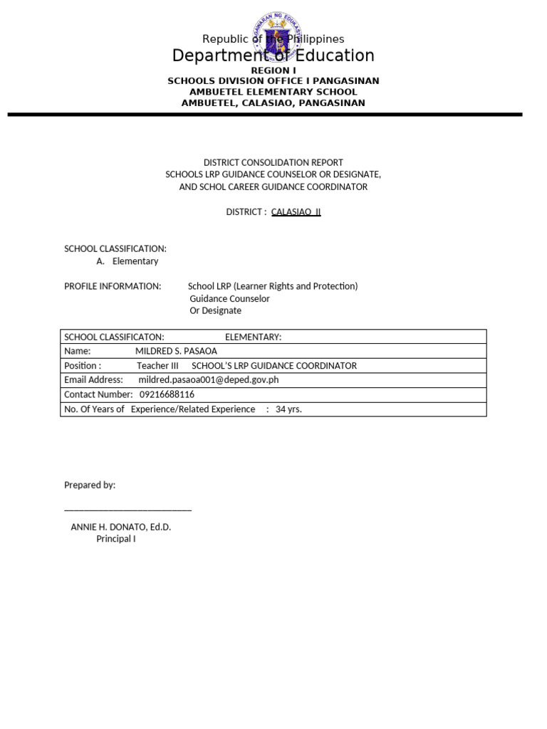 Ambuetel Es - LRP Designation Profile1 | PDF