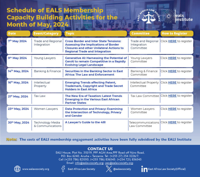 Schedule of EALS Membership Webinars For The Month of May, 2024 | PDF