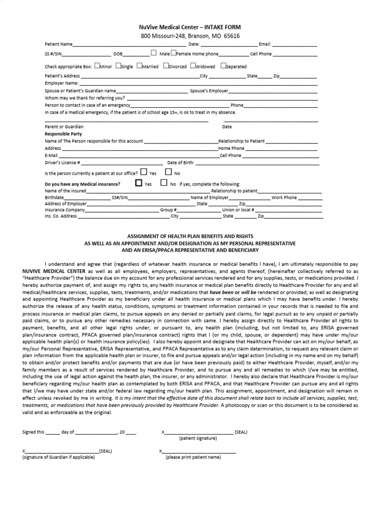 TO PRINT - Sanexas Intake - 011321 | PDF | Health Insurance Portability ...
