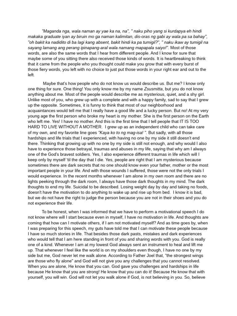 MOTIVATIONAL SPEECH | PDF