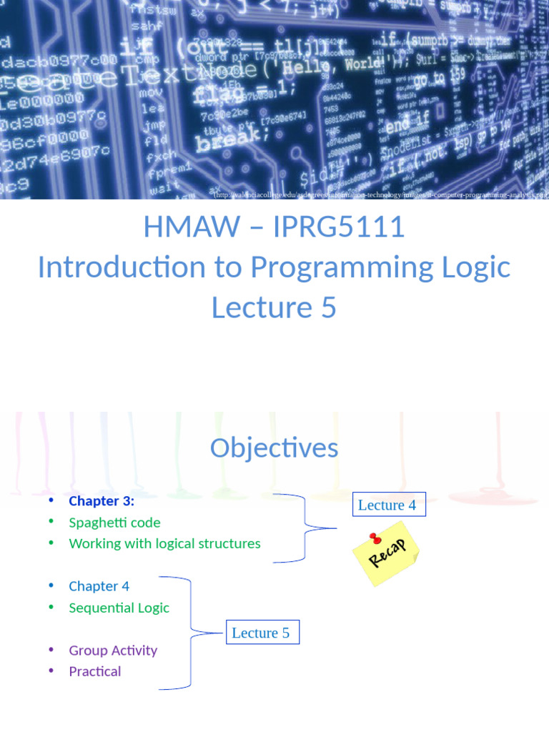 IPRG5111 - Lecture 5S - 2024 | PDF | Control Flow | Computer Programming