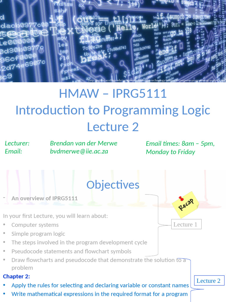 IPRG5111 - Lecture 2S - 2024 | PDF | Computer Program | Programming