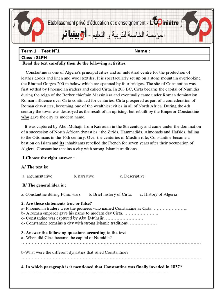 Dzexams 3as Anglais 774310 | PDF