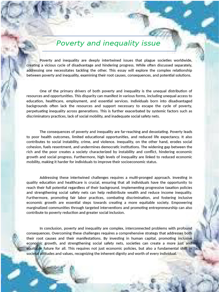 Poverty Issue - Mimi | PDF | Economic Inequality | Discrimination & Race Relations