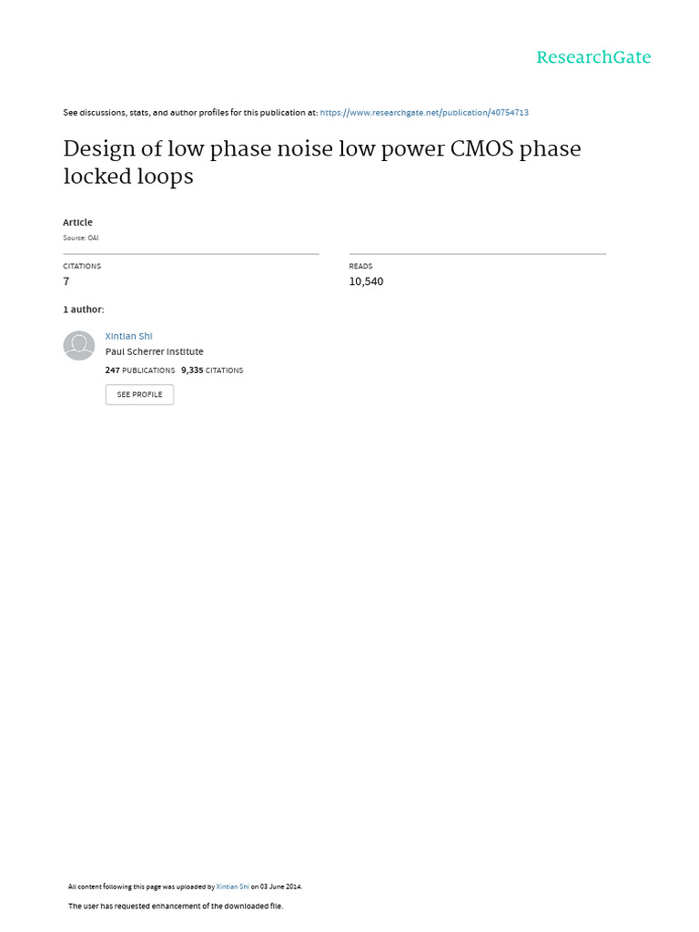 Design of Low Phase Noise Low Power CMOS Phase Locked Loops | PDF | Electronic Circuits ...