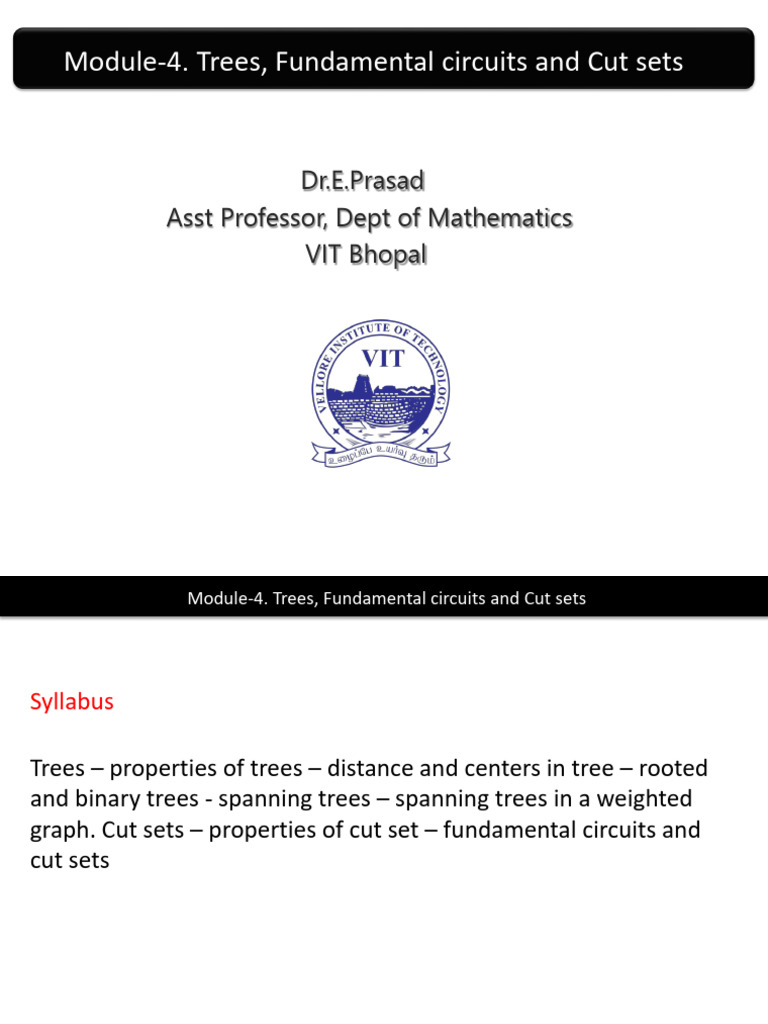 CO4 - Trees, Fundamental Circuits and Cut Sets - Eprasad | PDF | Vertex (Graph Theory ...