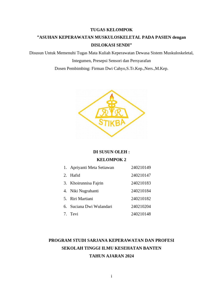 Dislokasi Sendi Kep DWS | PDF