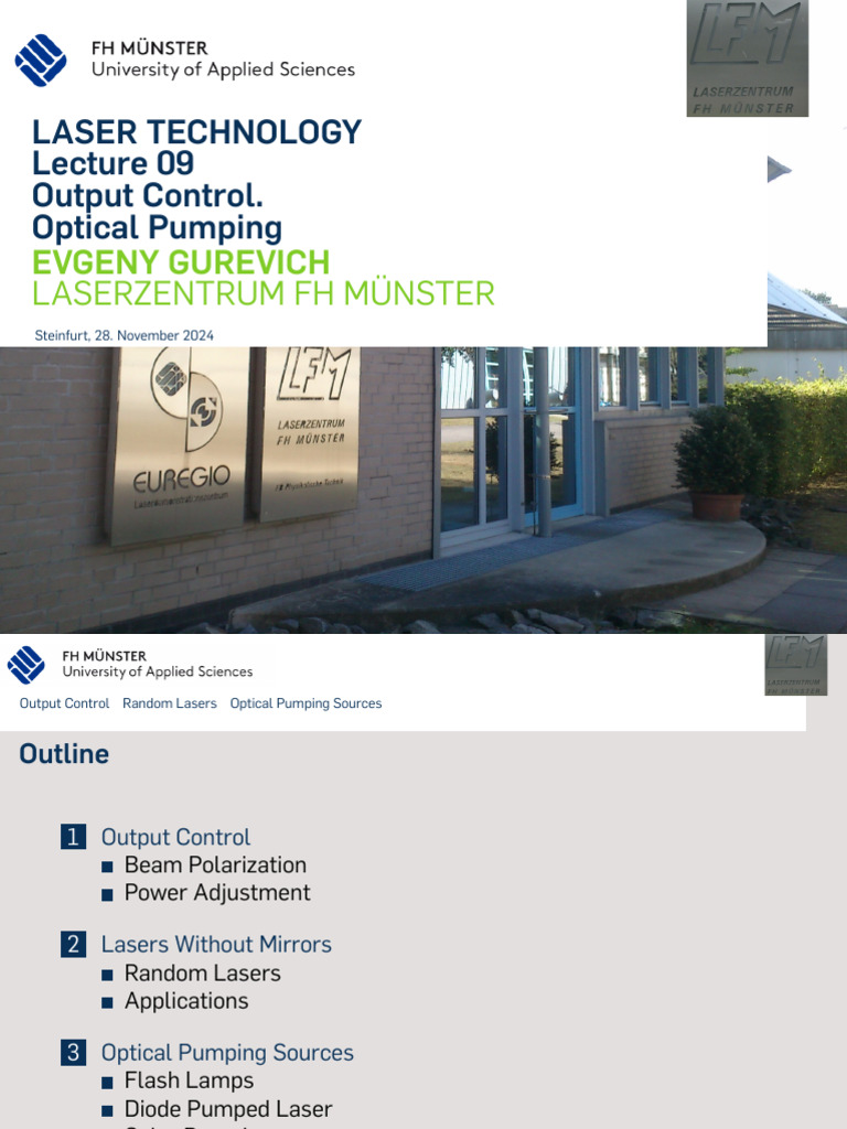 Laser Output Control and Pumping Techniques | PDF | Laser | Coherence ...