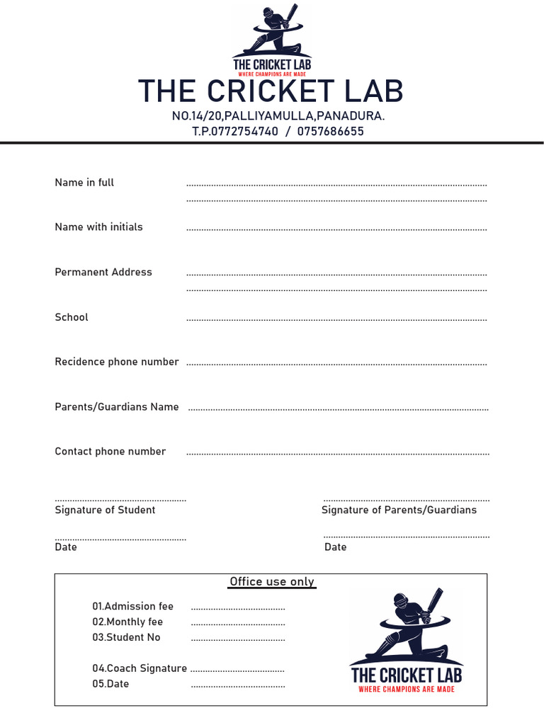 The Cricket Lab: No.14/20, Palliyamulla, Panadura. T.P.0772754740 / ...