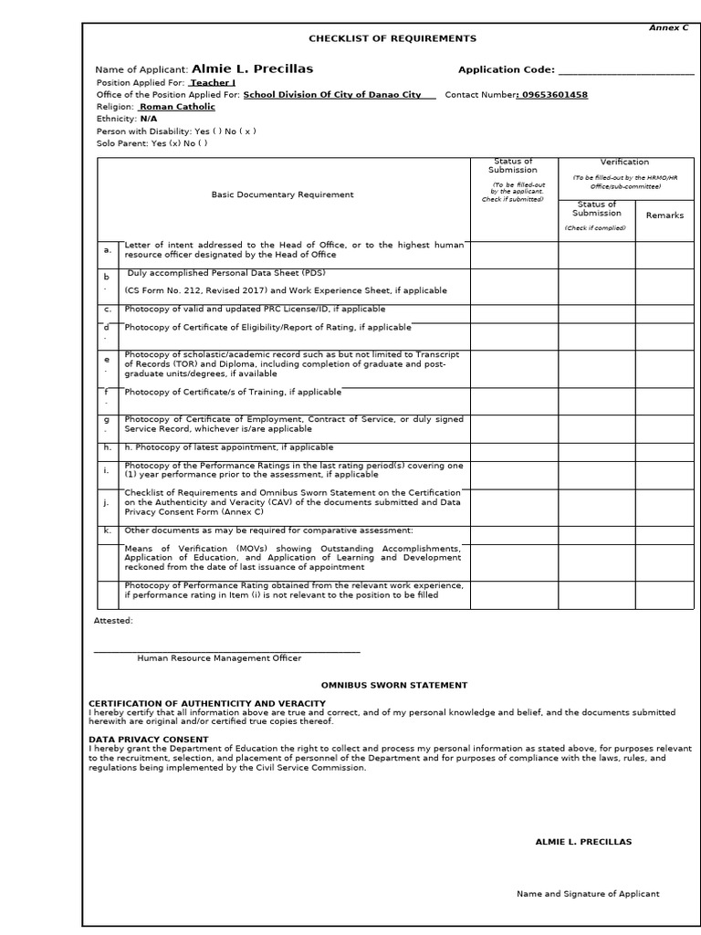 ANNEX-C-Checklist-of-Requirements-and-Omnibus-Sworn-Statement | PDF