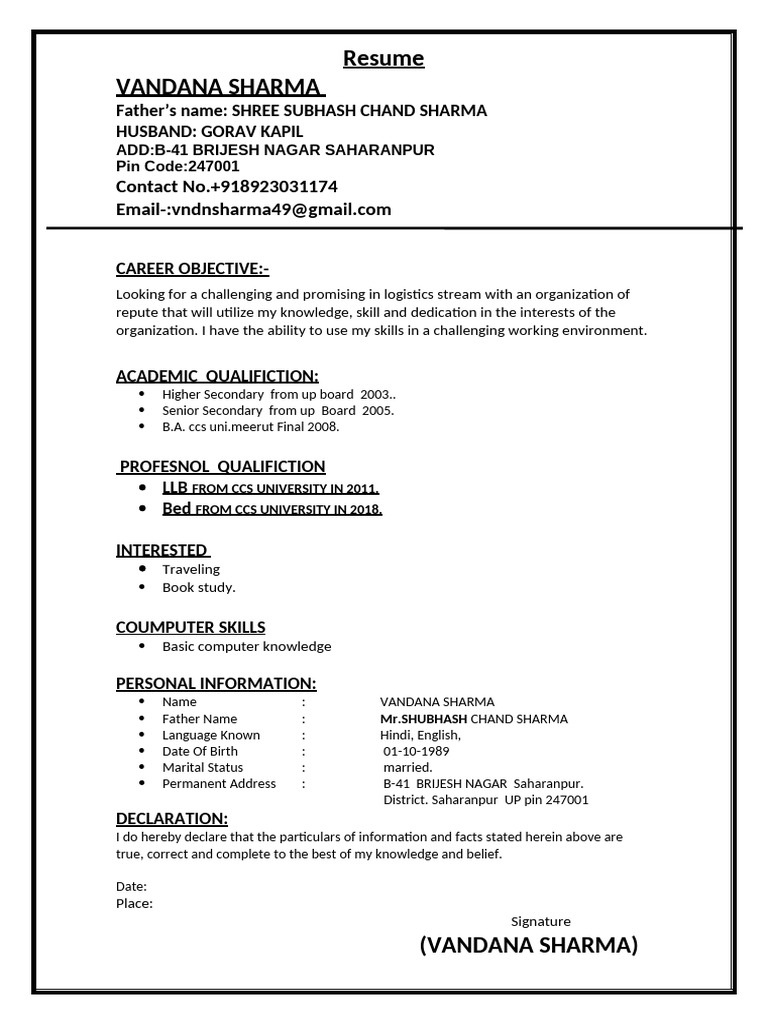 Vandana Resume | PDF