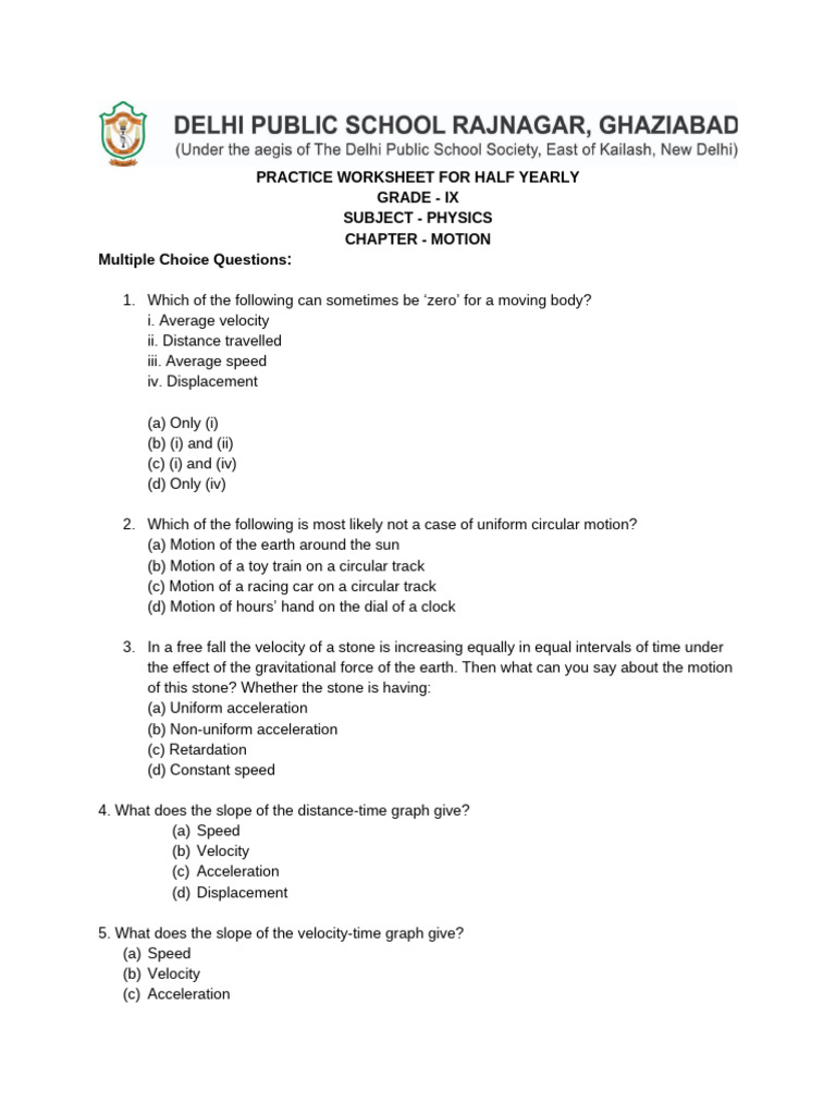 IX HY Motion Worksheet 202425 1 | PDF | Acceleration | Velocity